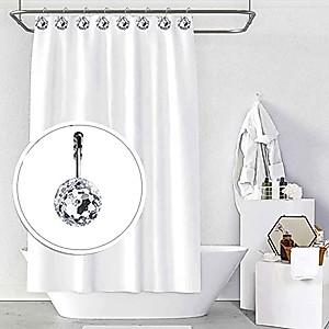 Decorative Shower Curtain Hooks Rings for Bathroom Bathtubs Home Door Window Decor Bling Acrylic Rhinestone Crystal Diamond, Anti Rust (with Glide Ball)