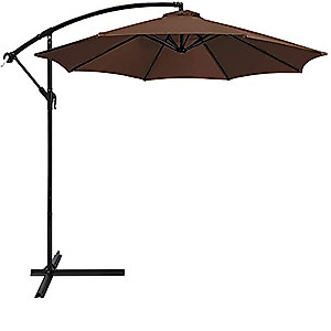XtremepowerUS 96065 10 ft 8 Ribs Cantilever Offset Hanging Umbrellas Garden with Cross Base, Brown