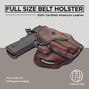 1791 GunLeather Holster for Sig Sauer P226, P220, P229 Right Hand OWB Leather Gun Holster for Belts Also fits 1911 with Rails, HK VP9, Beretta 92FS