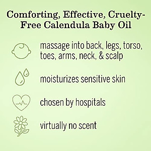 Earth Mama Calendula Baby Oil | Massage Oil for Newborn Skin Care, Dry Skin & Scalp Moisturizer, Fragrance Free, 4-Fluid Ounce