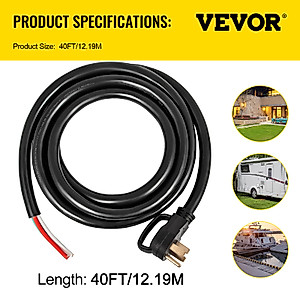 Vevor Generator Extension Cord, Black