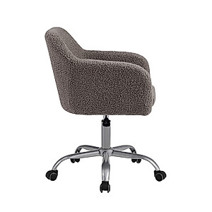 Linon Upholstered Adjustable Brooklyn Office Chair, Grey Sherpa