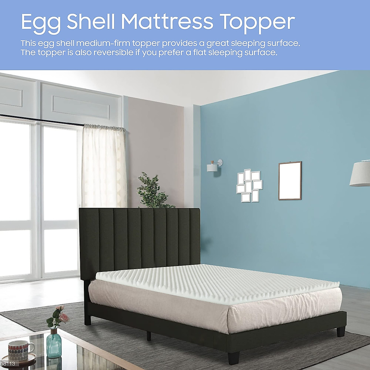 Greaton Breathable 2-inch Convoluted Egg Shell Foam Mattress Topper | Toppers for Mattresses Adds Ultimate Comfort, Reduces Back Pain, Perfect Body Support, Maintain Proper Posture, Queen, White