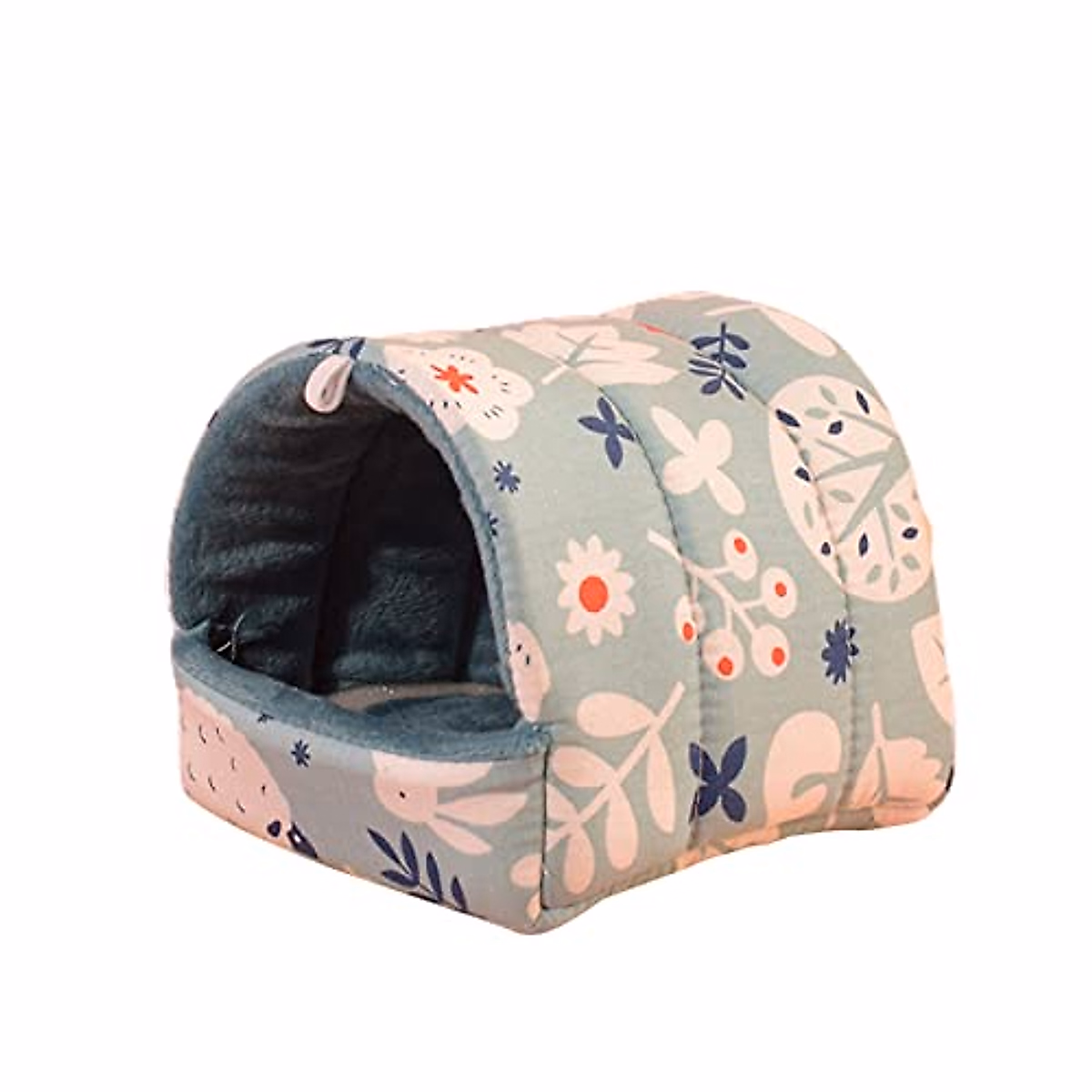 JENPECH Hamster House Colorful Design - Hamster Nest Printing Semi-Closed Soft Big Space Comfortable Keep Warm Practical Elephant Pattern Hamster Bed for Rodent/Guinea Pig/Rat/Hedgehog Cyan L