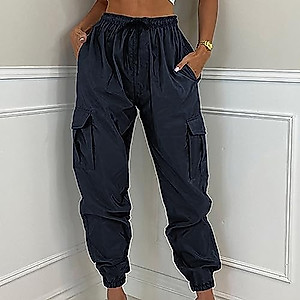 Cargo Pants Women High Waist Drawstring Tactical Pants Lightweight Cinch Bottom Sweatpants Hiking Outdoor Harem Pants Joggers Track Order 2023 Summer Fall Winter Fashion Teen Girl
