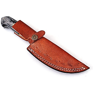 Damascus Knives Custom Handmade Damascus Hunting Knife- Best Damascus Steel Blade Hunting Skinning Knife- Fixed Blade Hunting Knife With Sheath Belt Loop (Black&olive) 20101