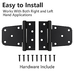 Heavy Duty Gate Hinges 4 Pack, 3.5 Inch Black Shed Barn Door Hinges, Metal Gate Hinges for Wooden Gates Wood Fence Outdoor with Screws, HOME MASTER HARDWARE