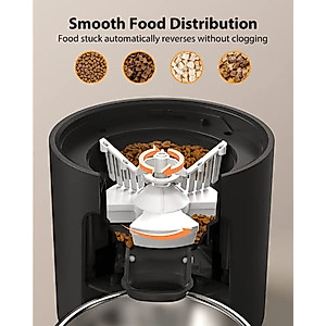 Molypet Automatic Cat Feeders with Timer - 4L Cat Food Dispenser of 6 Meals with 10S Voice Recorder and Desiccant Bag, Support Dual Power for Cats and Dogs