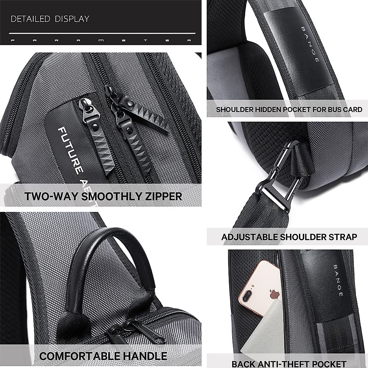 Uaskmeyt Sling Backpack Men Sling Bag Crossbody Shoulder Bag Water Resistant Travel Daypack for Hiking Camping Outdoor Trip