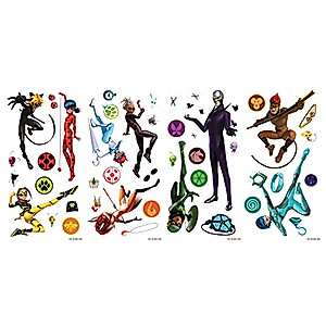 RoomMates RMK5331SCS Miraculous Tales of Ladybug and Cat Noir Peel and Stick Wall Decals, Multi
