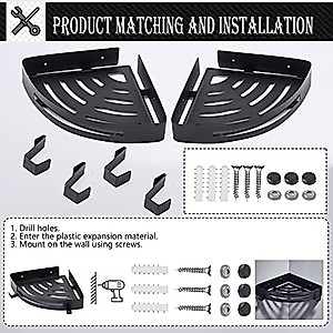 JOPOFI 2 Pack Corner Shelf Bathroom Shower Caddy Organizer for Kitchen Toilet, SUS304 Stainless Steel Bathroom Corner Shelves Shower Caddies - Matte Black