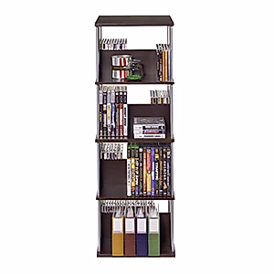Atlantic Typhoon Media Storage Spinner, Space-Saving 360-Degree Rotation, Organize & Protect Prized Media & Memorabilia Collections, PN 82635716 – Espresso