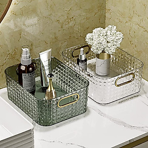 Makeup Organizer for vanity | Small Storage Bins| Bathroom Organizer, Perfume Organizer, Display Case and Skincare Organizers | Clear Storage Bins | & Dorm Decor | Makeup box & Vanity Organizer