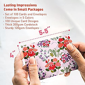 S&O Blank Cards for All Occasions in One Box Set - Blank Notecards with Envelopes for Handwritten Messages - All Occasion Cards Assortment Box with Envelopes - 100 Vibrant Notecards and Envelopes Set