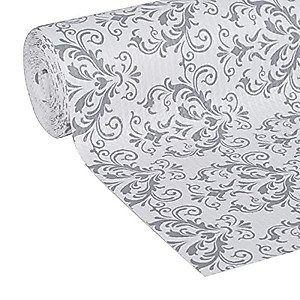 Duck Smooth Top Easy Liner Shelf Liner, Top Cabinet Multipack, 6-Rolls, Each 12" Width, 10' Length, Grey Damask