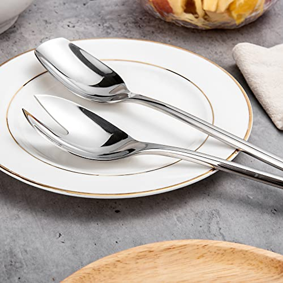 IMEEA Salad Servers 18/10 Stainless Steel Salad Serving Utensils Salad Spoon Fork 10-Inch