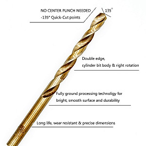 CHEW STEEL TOOLS Metric M35 Cobalt Steel Extremely Heat Resistant Twist Drill Bits with Straight Shank Set of 13pcs to Cut Through Hard Metals Such as Stainless Steel and Cast Iron