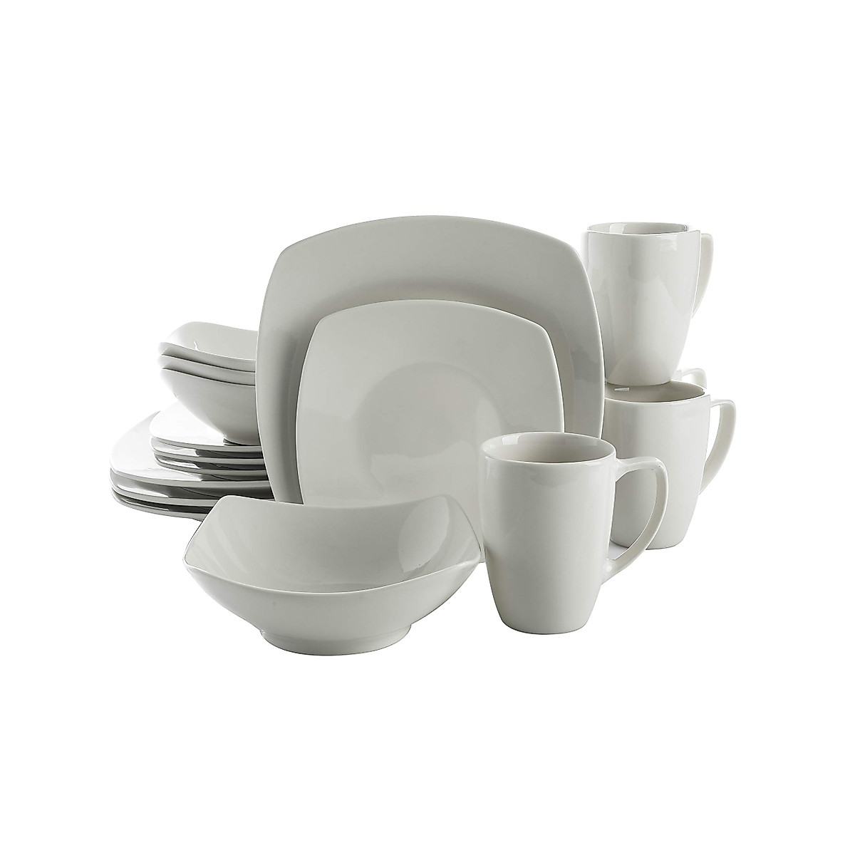 Gibson Home Zen Buffet Dinnerware Set, Service for 6 (39pcs), White (Square)