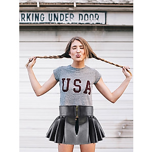 Sun Kea Women's Dress Belt PU Leather Pleated Fashion Stretchy Peplum Cinch Belt Skirt Style Elastic Wide Waistband