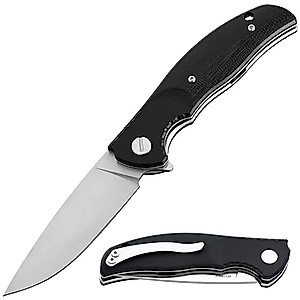 Pocket Knife - Black Folding Knofe with G10 Handle - 9CR18MOV Stainless Steel - Multipurpose Work Jack Tactical Knives - Best for EDC Camping Fishing Hiking Hunting - Cool Gifts for Men S-22