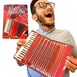 INTERACTIVE Accordion Birthday Card – Open/Close to Play “Happy Birthday” - Music Gifts for Men, Gifts for Musicians, Birthday Card for Kids, Men & Women, Birthday Pop Up Card, Greeting Cards Birthday