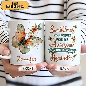 Hyturtle Personalized Butterfly Mug - Inspirational Gifts for Women - Birthday Christmas Gifts For Butterfly Lovers - Gifts For Mom on Mothers Day - Custom Name 11oz White Ceramic Coffee Tea Cup