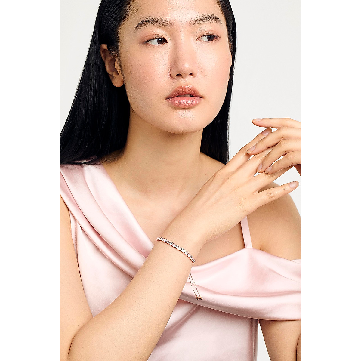 Ted Baker London Melrah Icon Crystal Slider Adjustable Tennis Bracelet for Women (Rose Gold Tone)