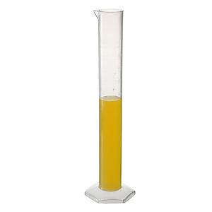 uxcell Plastic Graduated Cylinder, 100ml Measuring Cylinder, Science Test Tube Beakers, Single Metric Scale, Clear Hex Base Flask for Lab Home 3pcs