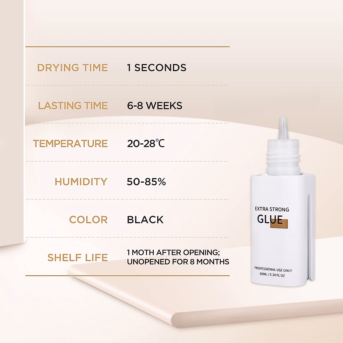 LASHVIEW Eyelash Extension Glue,Lash Extension Glue,Precise Drop Technology Glue,Accurate 0.03ml Per Drop,Maximum Bonding Power,1 Sec Dry Time,Long-Lasting Time,10ml