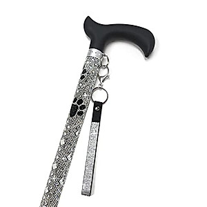 Jacqueline Kent Sugar Cane - Adjustable Cane - Diamonds in The Ruff - Silver