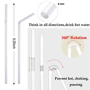[300 Pack] Individually Wrapped Disposable Plastic Flexible Drinking Straws Clear Bendy Straws BPA Free - 8.25" x 0.23"