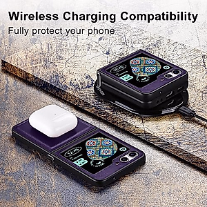 Belemay for Samsung Galaxy Z Flip 5 Case-Genuine Leather+Soft TPU Bumper-Protective Slim Cover-Shockproof Samsung Z Flip5 Phone Case Compatible with Samsung Galaxy Z Flip 5 (5G 2023)-Royal Purple