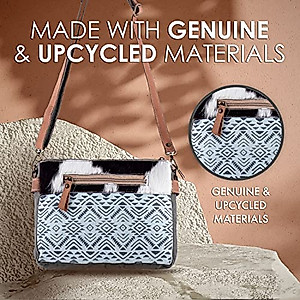 SIXTEASE Crossbody Bag for Women Vintage Style Genuine Leather, Upcycled Canvas, Rug, or Hair On - Cross Body Womens Bags with Inside Zipper Pockets - Fusion Beloved