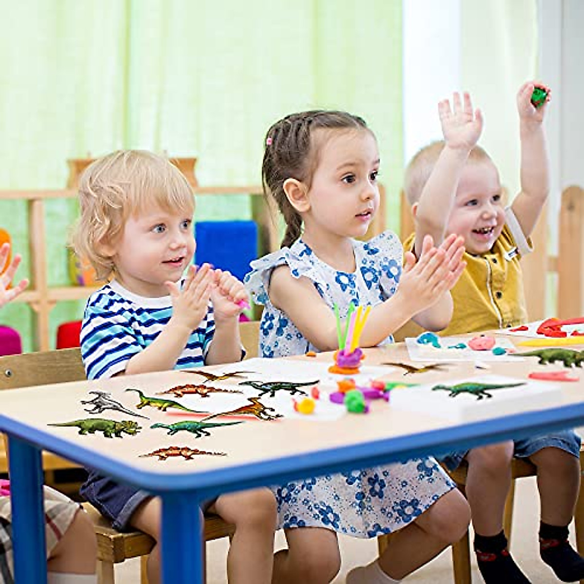 40 Pieces Dinosaur Cutouts Dinosaur Classroom Decorations Dinosaur Wall Decals Bulletin Board Set for Kids Birthday Present, Dinosaur Party School Playroom