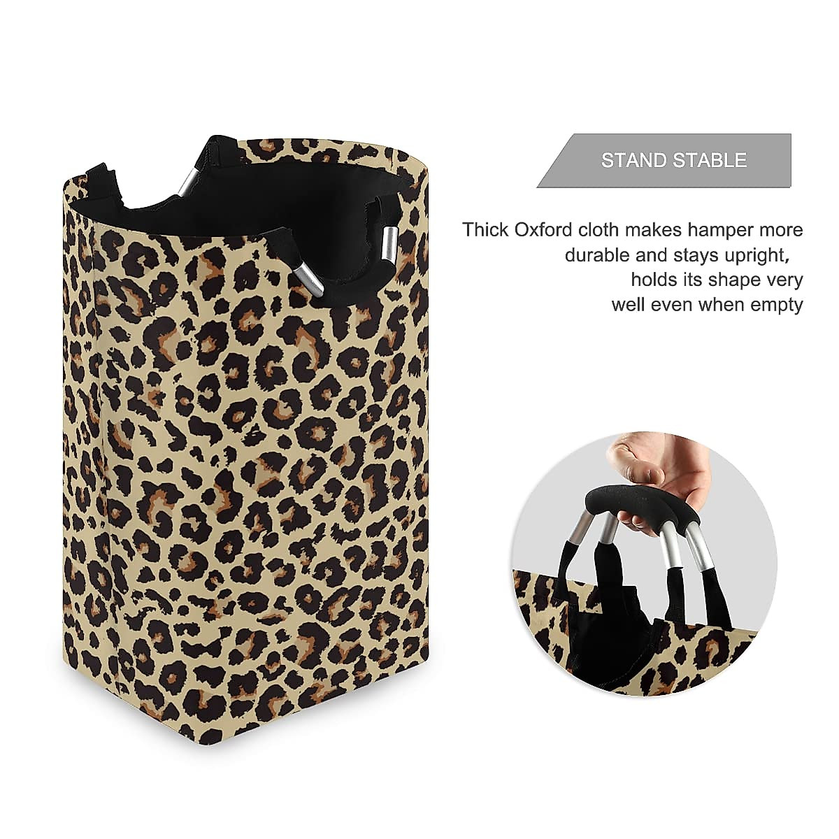 Cheetah Leopard Print Animal Skin Laundry Basket Laundry Hamper Portable Foldable Clothes Organizer with Handles Storage Bag for Kids Room Bathroom Bedroom Utility Room Laundry Room