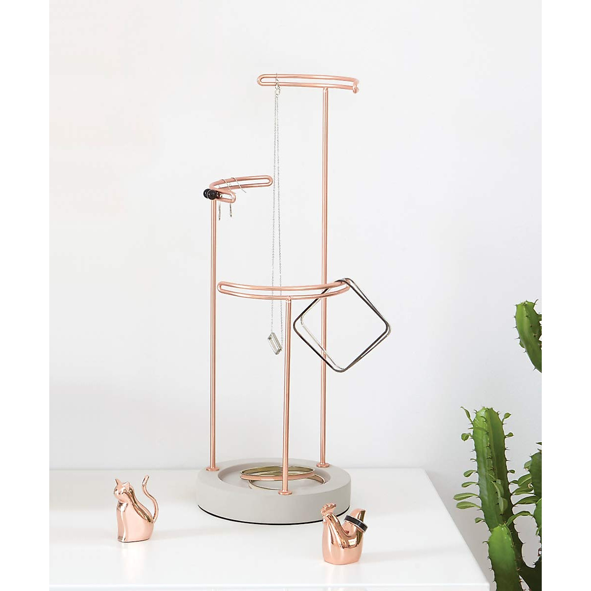 Umbra Tesora 3-Tier Jewelry Stand, Earring Holder, Accessory Organizer and Display, Concrete/Copper