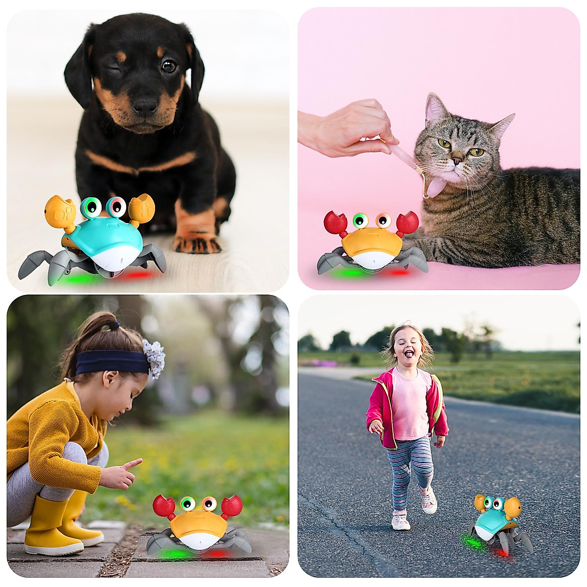 Crawling Crab Sensing Escape Toy, Tummy Time Baby Toy with Music& Lights, Interactive Kids Infant Learning and Entertainment Fun Toy Birthday Christmas, Green