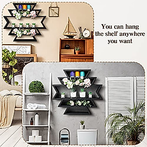 Geelin Aztec Shelves Aztec Crystal Display Shelf Wall Hanging Display Holder Geometrical Shape Essential Oil Shelf Farmhouse Shelves for Bedroom, Living Room and More