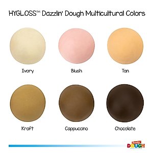 Hygloss Products Unscented Dazzlin' Dough Modeling Clay, Unscented, Safe & Non Toxic, 1 lb of 6 Various Skin Inspired Colors for Arts & Crafts, Multicultural Projects, Learn & Play (4716)