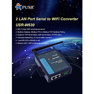 PUSR Industrial WiFi to 2 Ports Ethernet to Serial Converter Supports modbus RTU to TCP rs232 rs485 to WiFi ethernet Server USR-W630