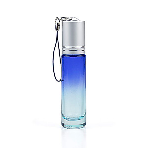Foraineam 24 Pack 10ml Roller Bottles Gradient Color Glass Essential Oil Roller Bottle with Stainless Steel Roller Ball and Silver Hanging Lid