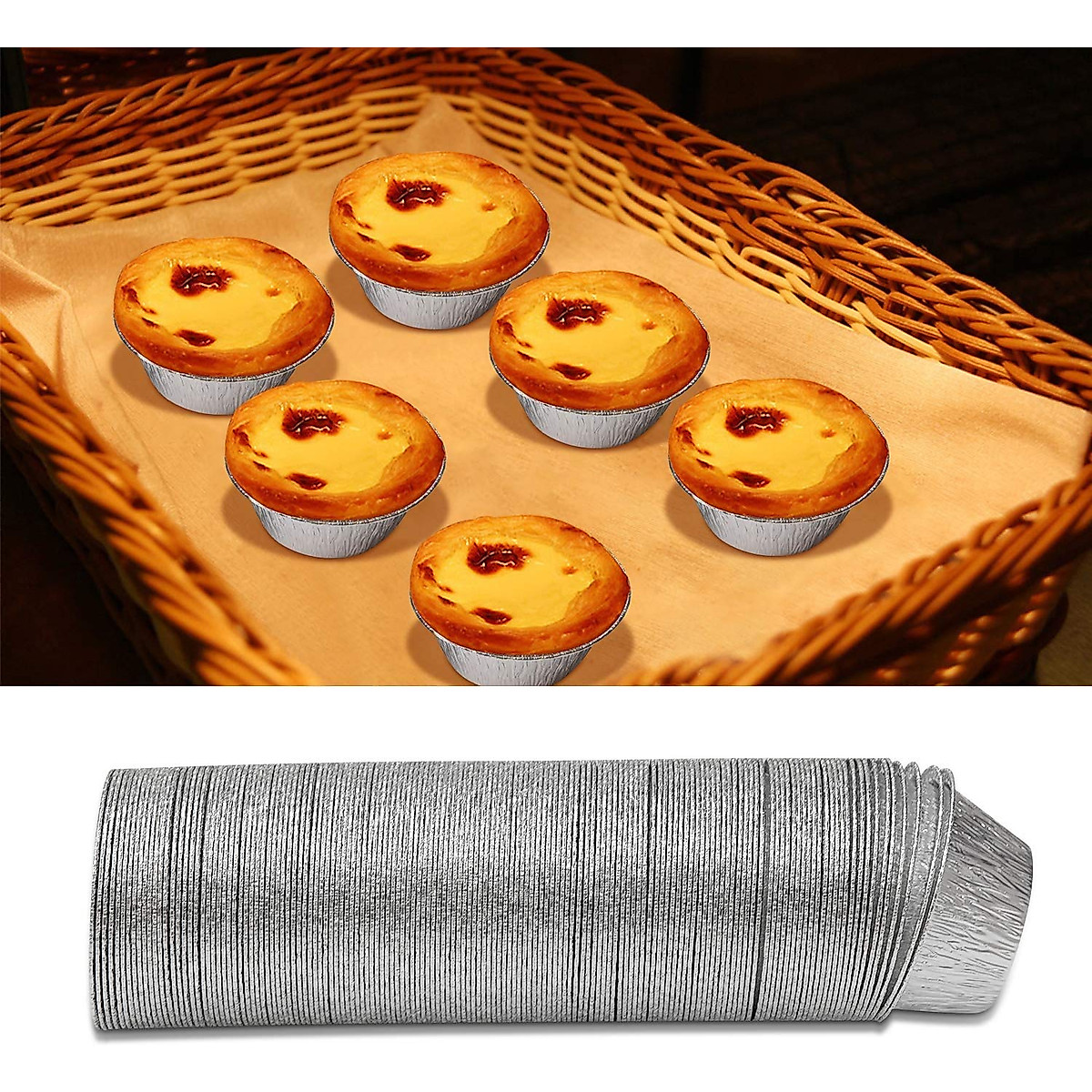 Dhieong Aluminum Foil Ramekins Little, Foil Cups [150 Pack] Ramekins Muffin Cups Durable Quality Disposable Ramekins, 4 oz Disposable Baking Cups for Cupcake Tart,Pudding,Appetizer