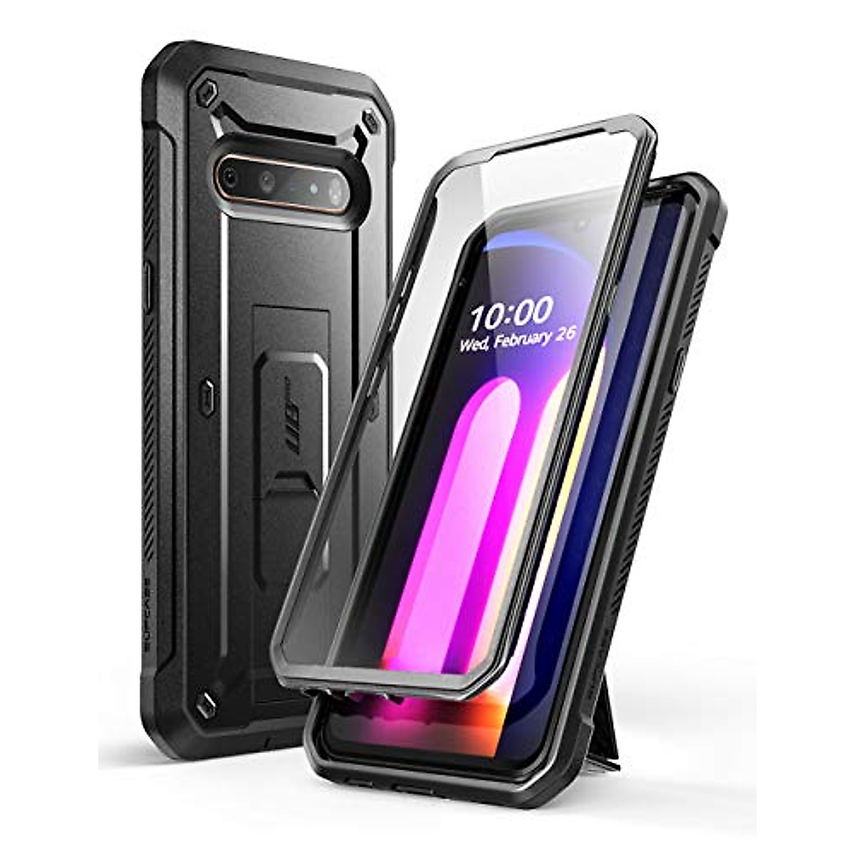 SUPCASE Unicorn Beetle Pro Series Case Designed for LG V60 ThinQ (2020 Release),Full-Body Rugged Holster & Kickstand Case with Built-in Screen Protector (Black)