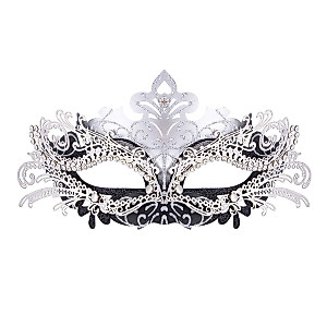 Hoshin Masquerade Mask, Mardi Gras Deecorations Venetian Masks for Womens (Silver & Black)