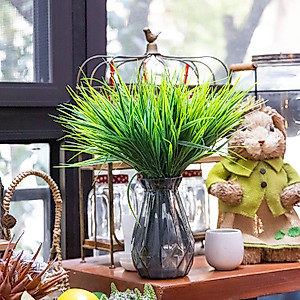 YUESUO 10pack Artificial Tall Grass Plant Outdoor UV Resistant Artificial Wheat Grass Faux Shrubs Fake Outdoor Plants for Home Garden Decoration