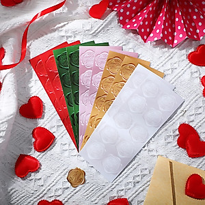 750 Pieces Valentine's Day Stickers with Love Sign 1.18 Inch Embossed Stickers Self Adhesive Labels Wax Seal Stickers for Valentines Wedding Invitation Envelope Cards Party Gifts Decoration