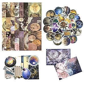Chuchengio 100Pcs Scrapbook Craft Paper Kit for Scrapbook Journaling Supplies,Scrapbook Space Stickers Aesthetic for Scrapbooking Supplies,