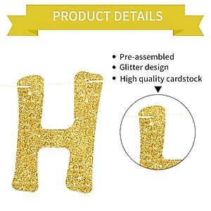 BEISHIDA Gold Holy Shit You're 50 Banner，NO DIY - Gold Holy Shit You're Old Banner,Pre-Strung - Gold Glitter Happy Birthday Garland,Gold Birthday Sign for 50th Party Decorations & Decor