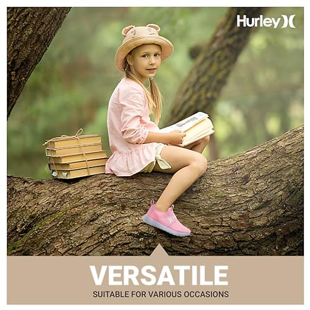 Hurley Camby Kids Slip On Canvas Sneakers – Low Cut Skateboarding Shoes for Kids, Running, Walking, Breathable Sports Shoes for Boys and Girls, Pink