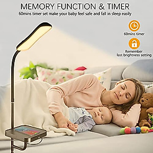 DEKITA LED Floor Lamp with Wireless Charger, 12W Reading Lamps Floor Standing ,3000-6500K Led Floor Reading lamp, Led Floor Lamps for Living Room with Remote Alexa Google Assistant